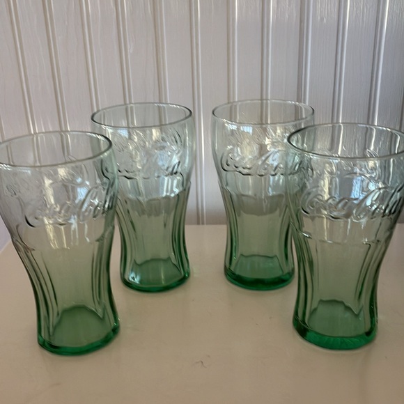Coca Cola | Dining | Coca Cola Green Glass Set Of 4 6 Ounces | Poshmark